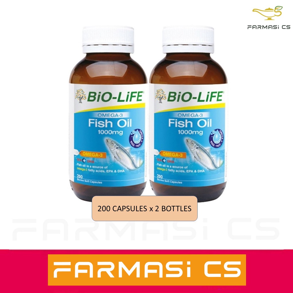 [ EXP:01/2026 ] Bio-Life Fish Oil 1000mg 200 capsules x 2 Bottles (TWIN ...