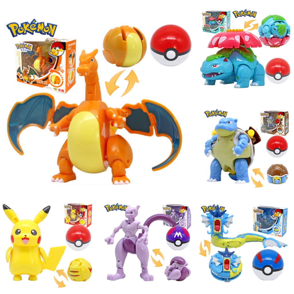Pokemon Transforming Egg Figures Pikachu Charizard Bulbasaur Toys ...