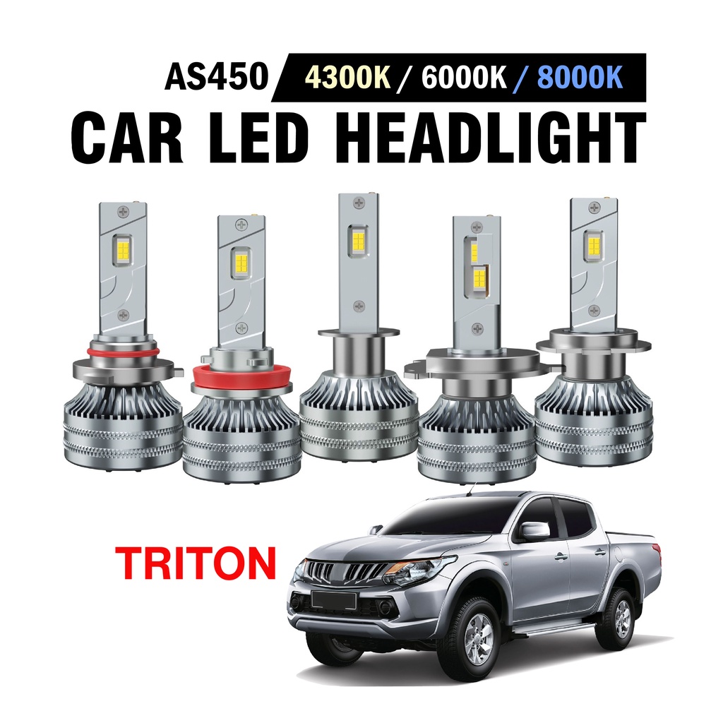 【MITSUBISHI】Triton 2PCS LED Headlight Foglight 90W H4 H8/H11 4300K/6000K/8000K Hi/Lo Beam ...