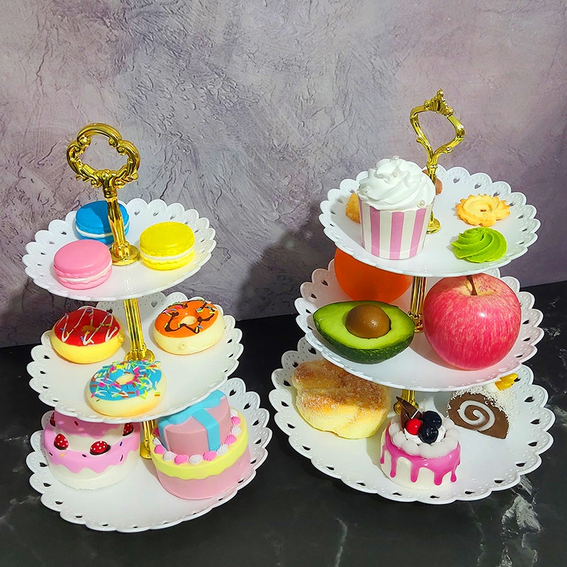 3 Layer Cake Cupcake Stand Multi Tier Dessert Tray Fruit Cookies Pastry ...