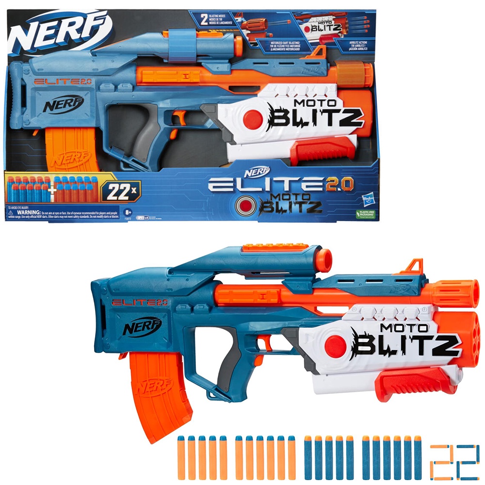 Nerf Elite 2.0 Moto Blitz Motorized Blaster with 22 Darts and Scope | Shopee Malaysia
