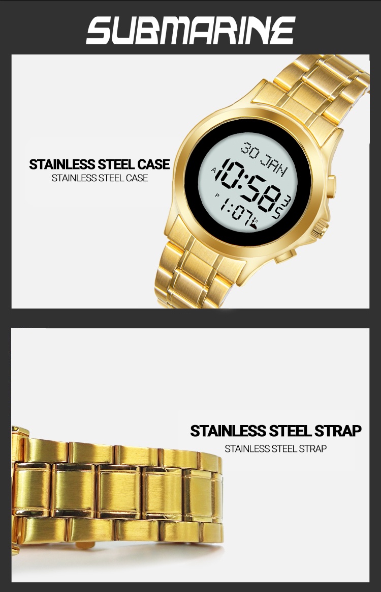 SUBMARINE Watch Digital Watch Muslim Qibla Watch for Men Buruj Watch ...