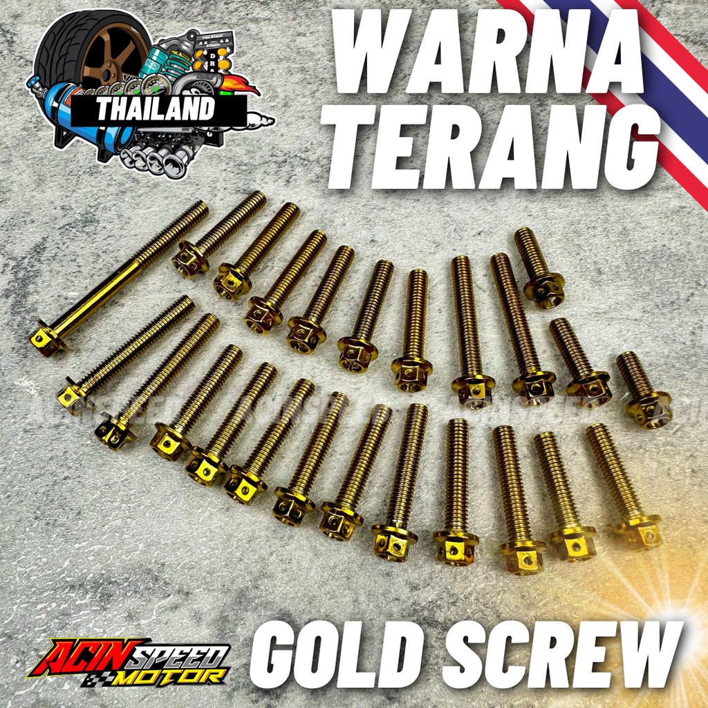 ENGINE SCREW GOLD SET/Y15ZR Y16 LC135 V1-V8 SRL115Fi RS150 RSX/ Enjin ...