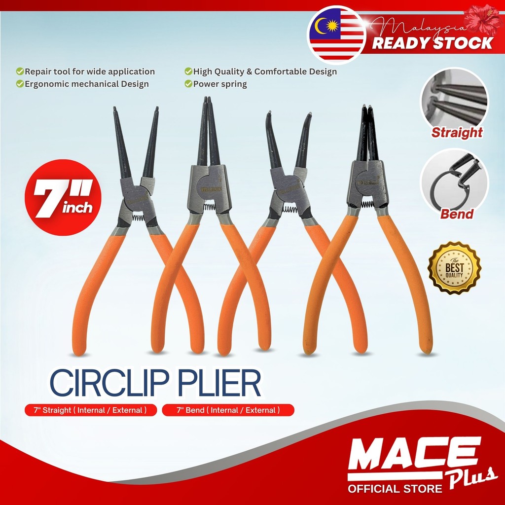 7 Inch High Quality Straight External Circlip Plier Durable Bend ...