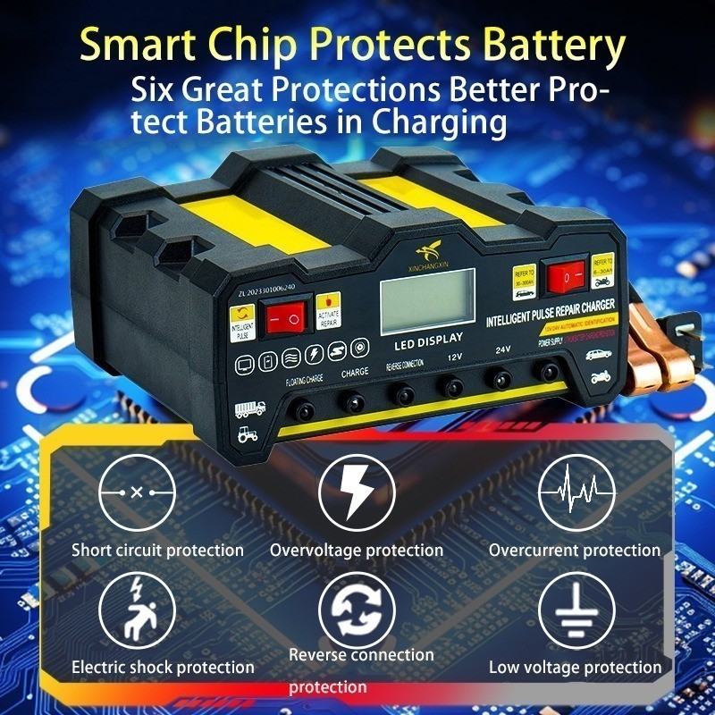 Heavy Duty Battery Charger 12V/24V Car Battery Charger and Maintainer ...
