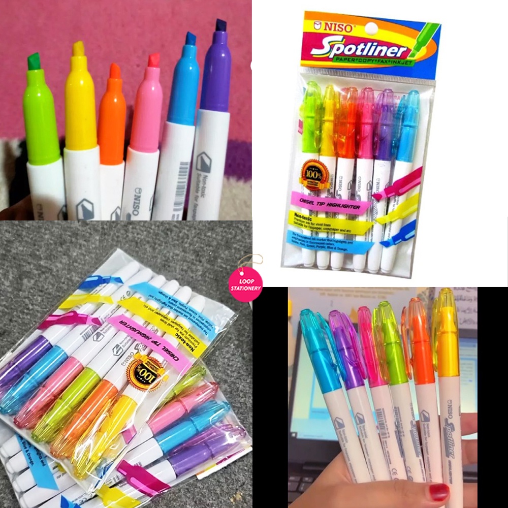 Niso Spotliner Highlighter Pen 6 Colour In Set | Shopee Malaysia