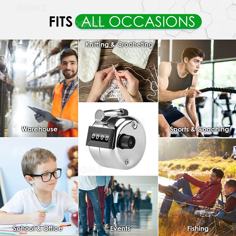 DOMI Rust-Proof 4 Digits Hand Held Tally Counter No Battery Require ...