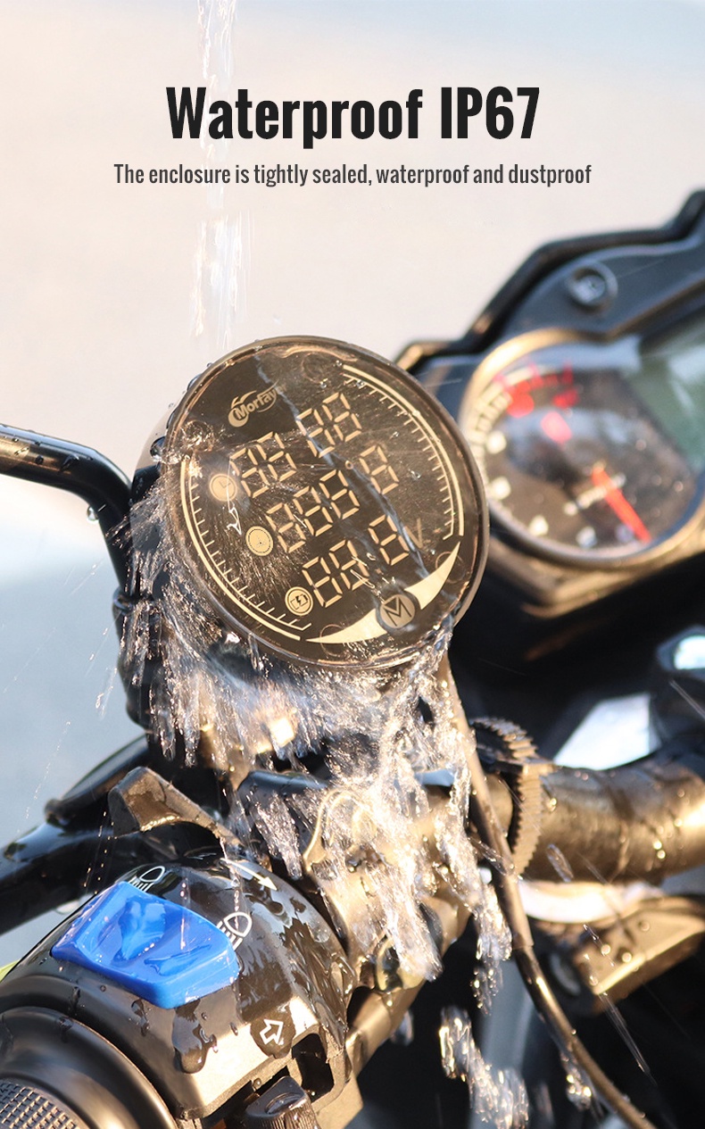 Glanbert 5 in 1 Motorcycle Meter LED Digital Display Voltmeter Voltage ...