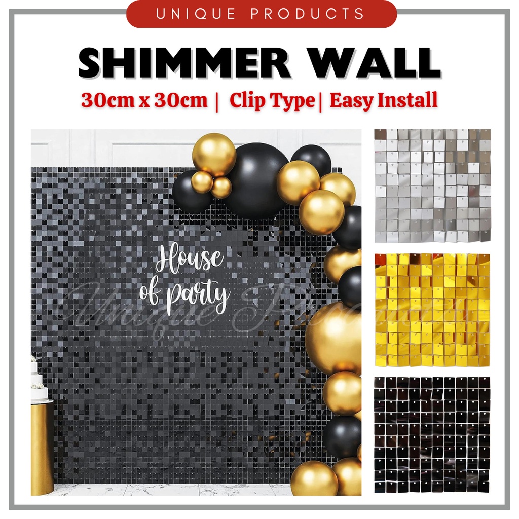 30cm x 30cm Shimmer Background Sequin Wall Square Panels Glitter ...