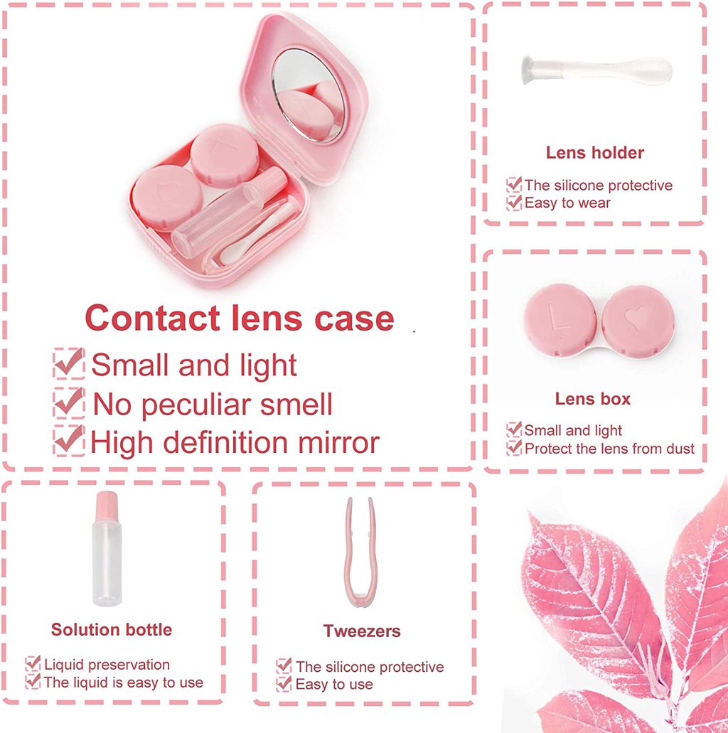 Color Contact Lens Case Set With Mirror, Small Portable Immersion ...