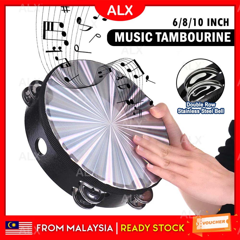 ALX 6/8/10 Inch Music Wooden Tambourine School Band KTV Dancing Toys ...