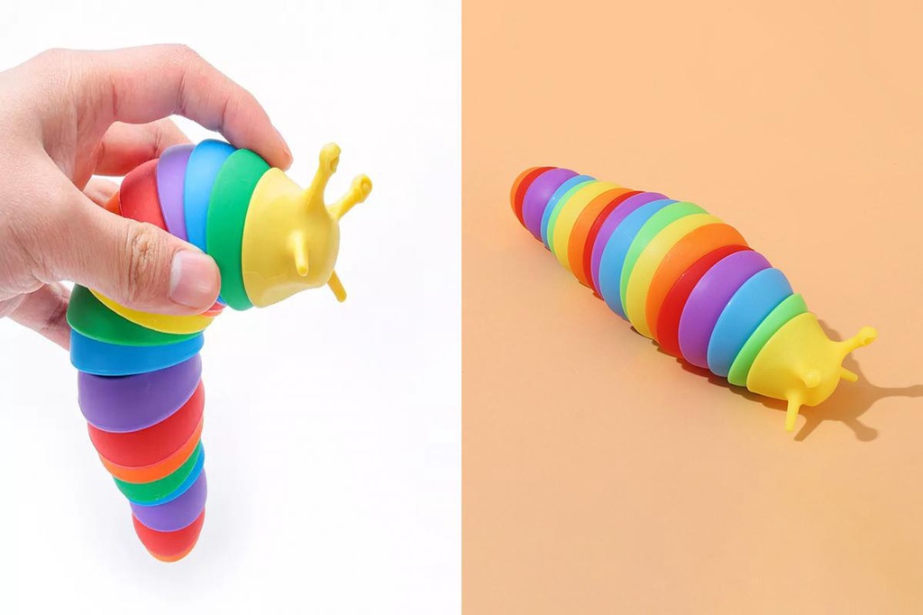 Fidget Slug Toy Colorful Cute 3D Articulated Stim Toy Wrist Strength ...