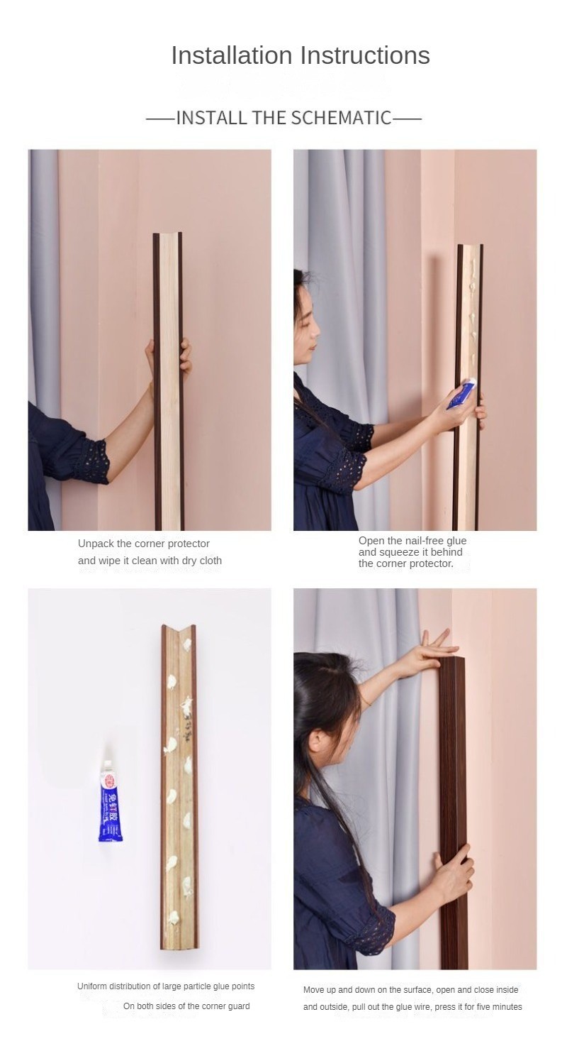 Solid Wood Corner Protection Strip Corner Wall Protector Protection Bar ...