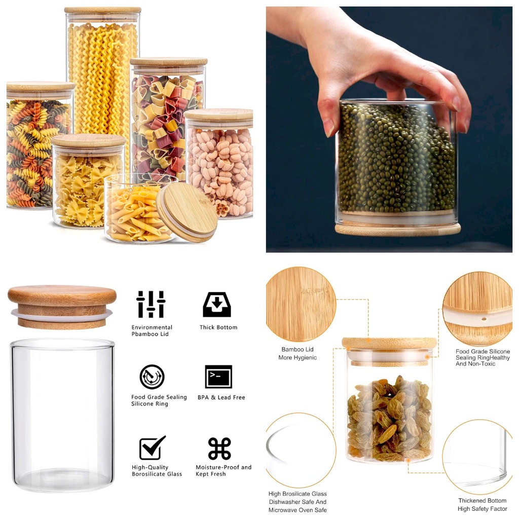 DC High Borosilicate Sealed Jar Transparent Glass Storage Food Airtight ...