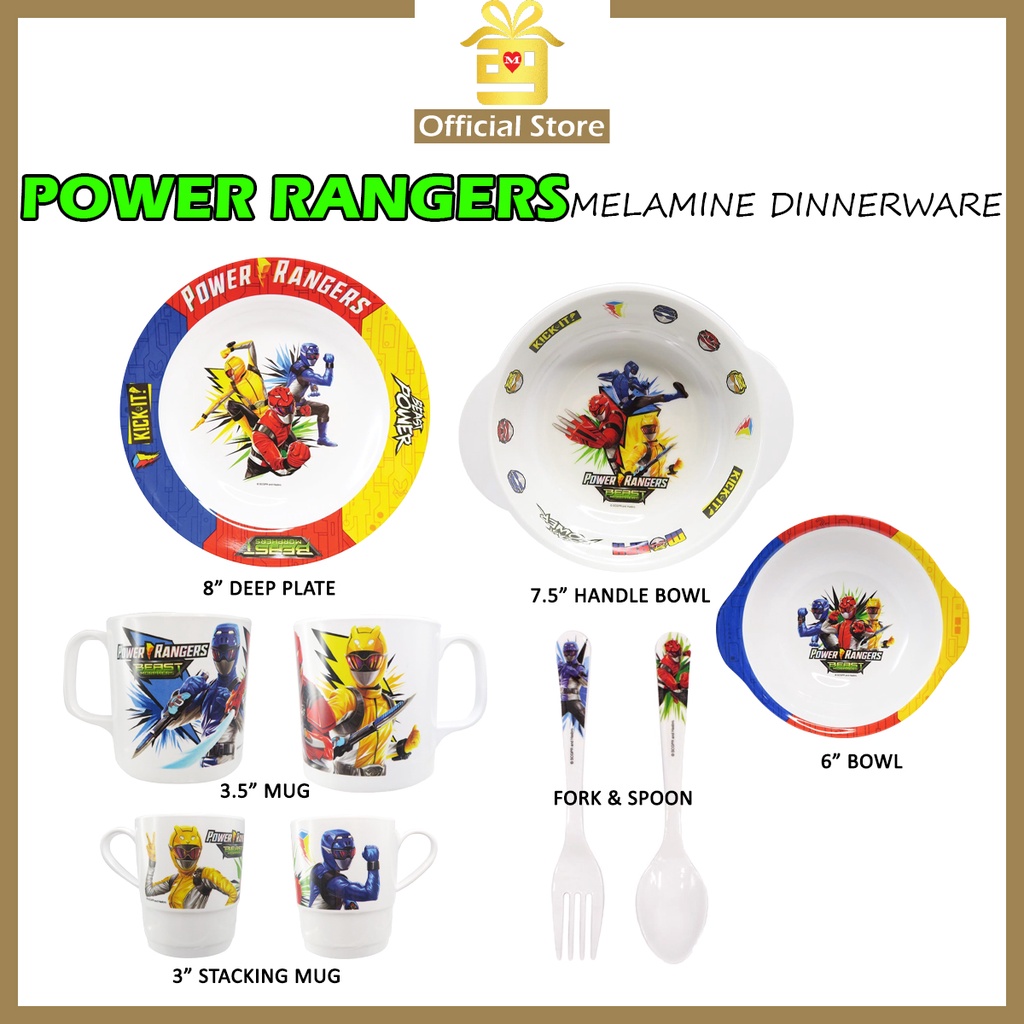 Power Rangers Melamine Plate Bowl Mug Fork Spoon Kitchen Dinner Set ...