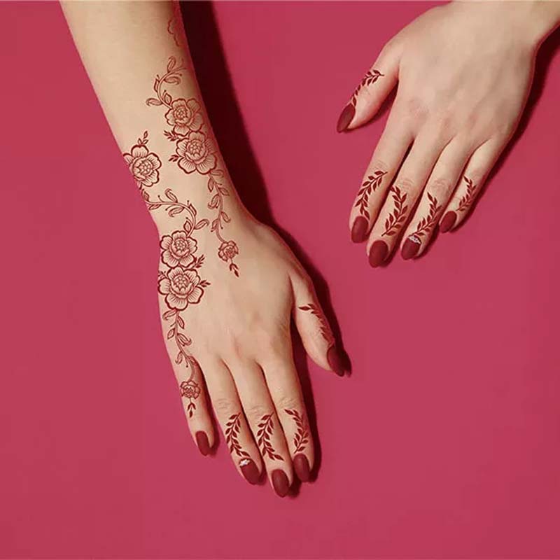 Brown Henna Tattoo Body Stickers for Women Henna Temporary Tattoos Lace ...