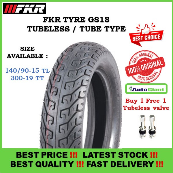TAYAR FKR GS18 140/90-15, 300-19 TUBELESS TYRE | Shopee Malaysia