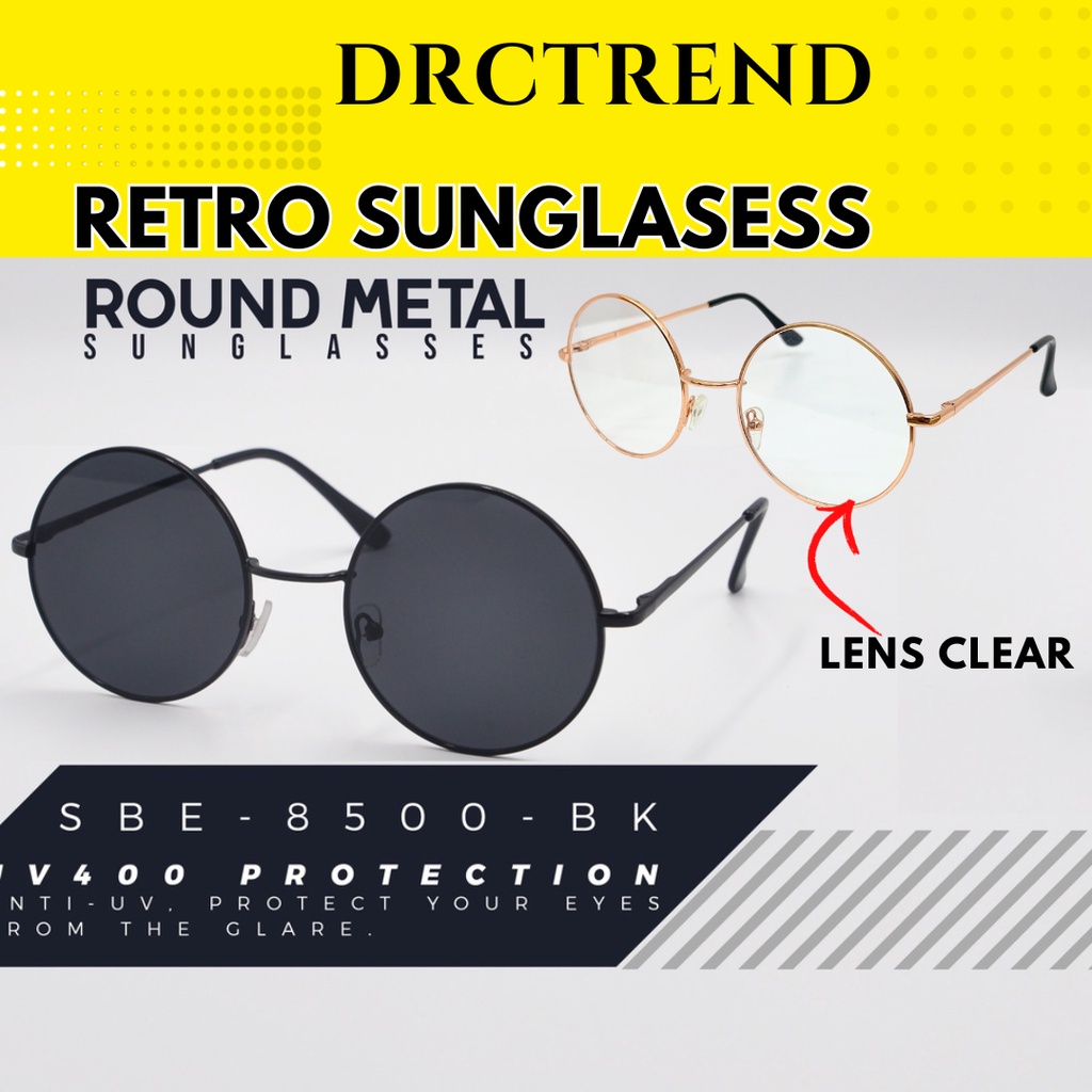 ROUND METAL SUNGLASSES SPEK MATA BULAT UNISEX RETRO SUNGLASSES CIRCLE ...