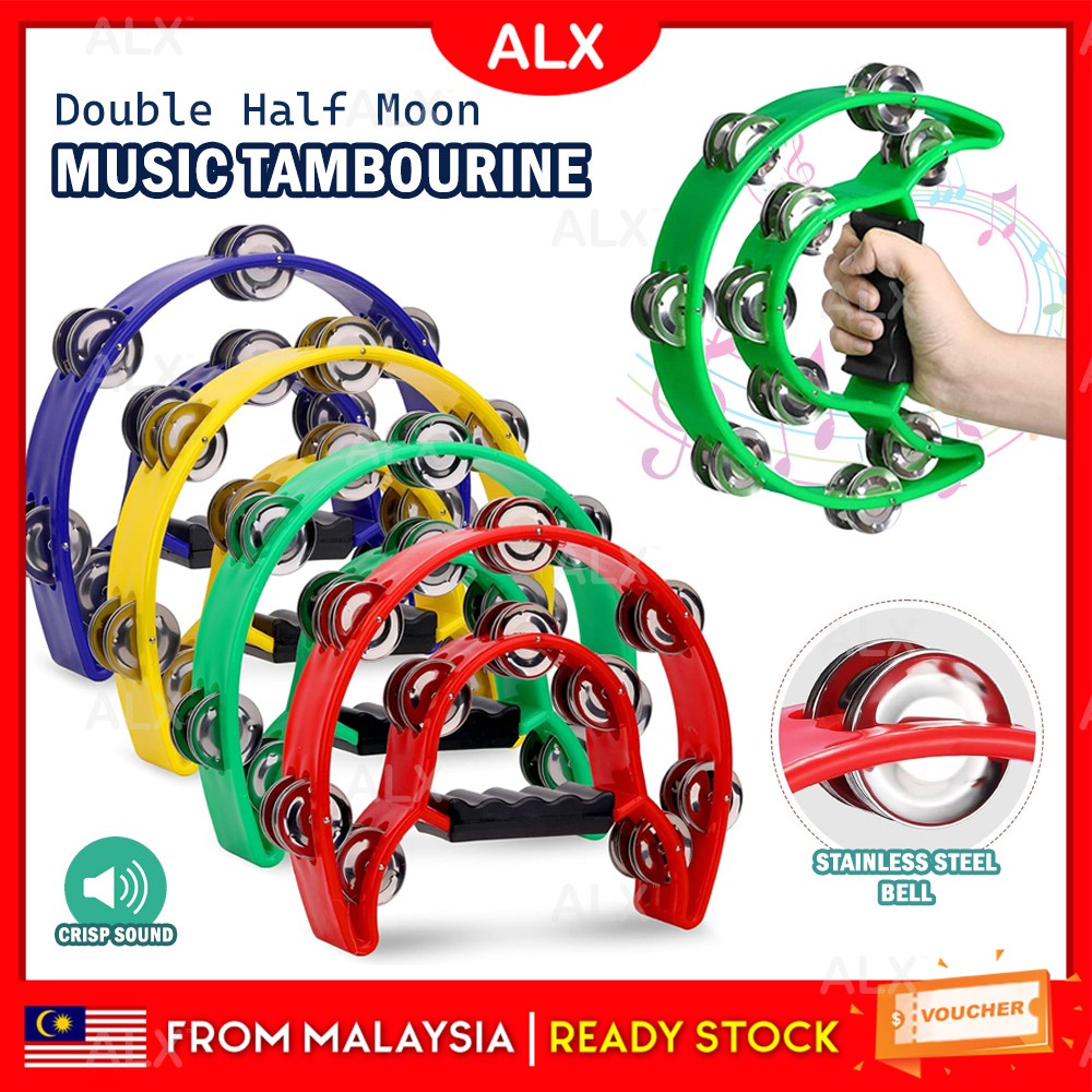 ALX Tambourine Half Moon Design Loud Crisp Sound Bell Tambourine School ...