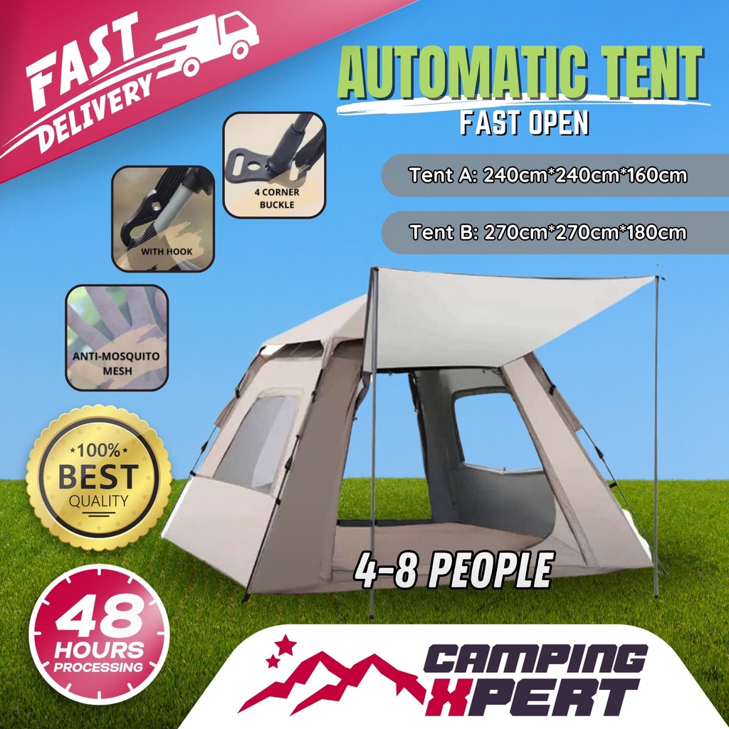 Automatic Tent Open Outdoor 4-8 Person Camping Tent Hiking Khemah ...