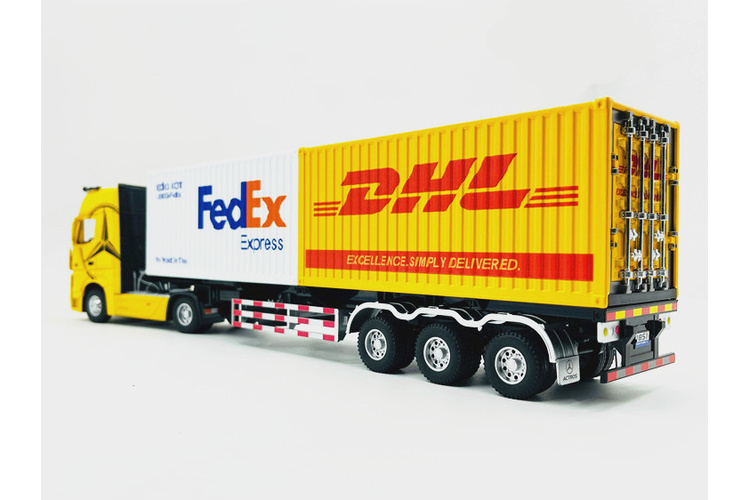1/24 Double Container Truck Model Transport Truck Semi-Trailer Sound ...