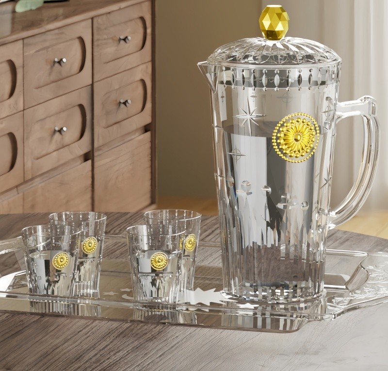SEOKO Tea & Beverage Jug Set w 4 Cups for Serving Refreshing Drinks at ...
