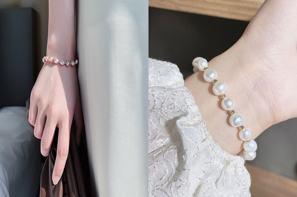 HAN_ Faux Pearl Bracelet Elegant Faux Pearl Rhinestone Bracelet for ...