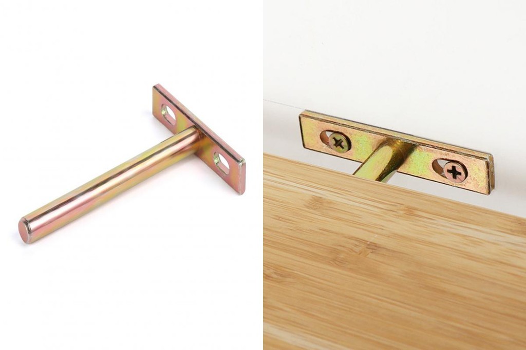 [TM] T-shaped Invisible Wooden Board Bracket Adjustable Shelf Fixing ...