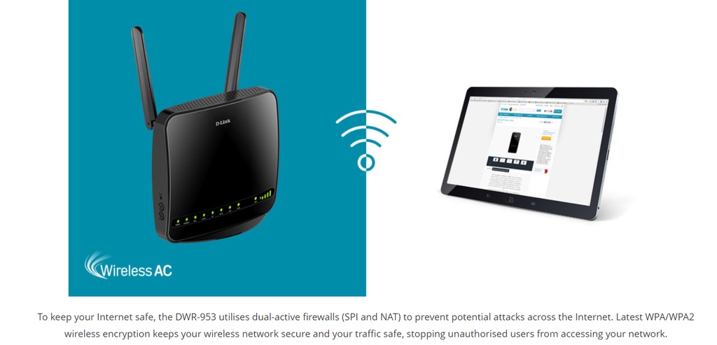 D-LINK DWR-953 AC1200 Wireless Dual Band 4G LTE Gigabit Router DWR ...