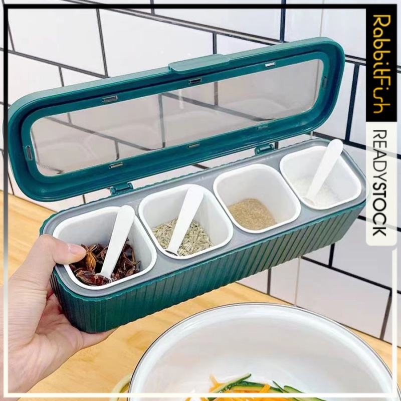4 IN 1 Seasoning Box Set Spice Storage Salt MSG Spice Containers with ...