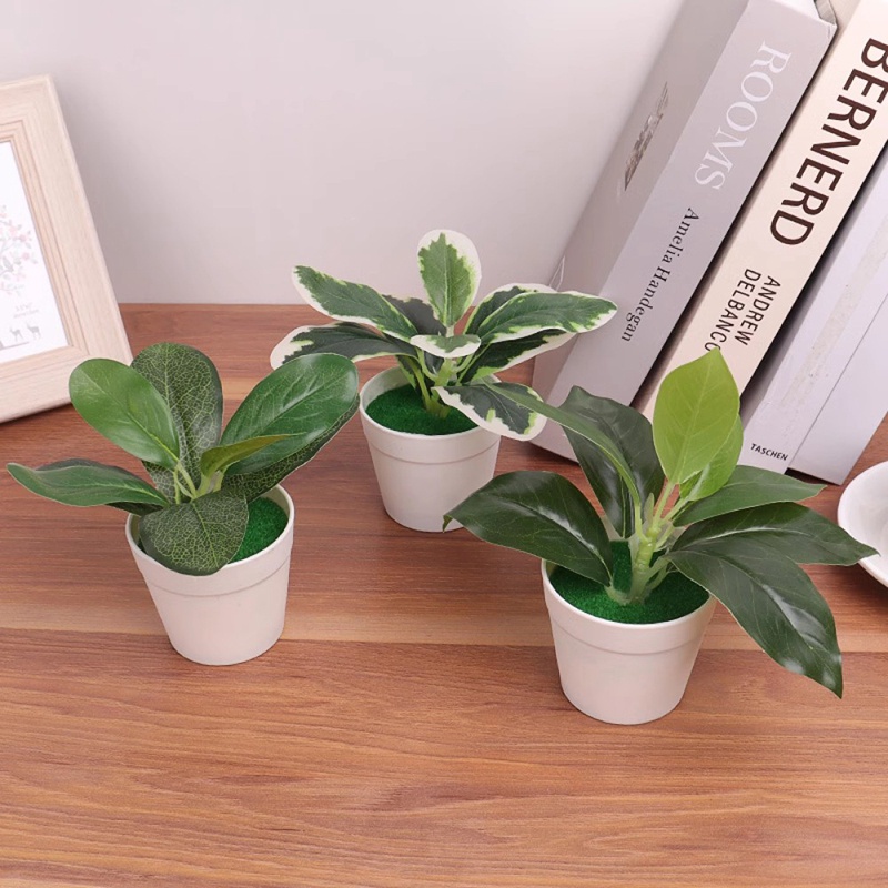 Small Artificial Potted Plant Office Fake Plants Bonsai Desktop ...