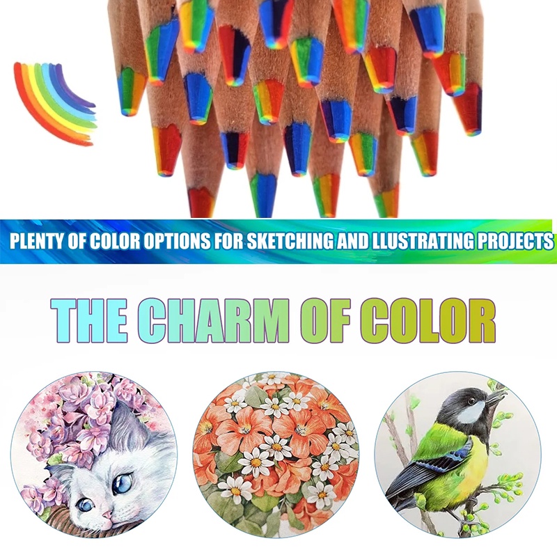 7 Colors Wooden Rainbow Core Colored Pencils Student School Graffiti ...