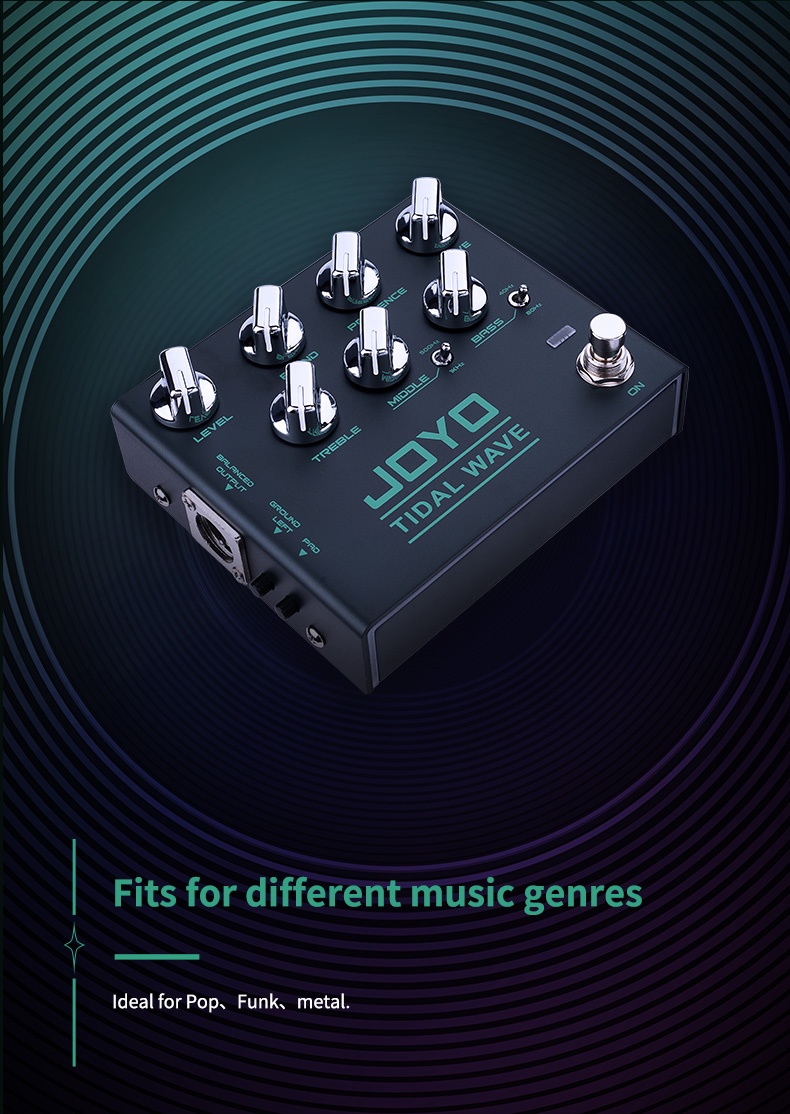 TIDAL WAVE by JOYO R-30: Bass Preamp Guitar Effect Pedal with 3-Band EQ ...