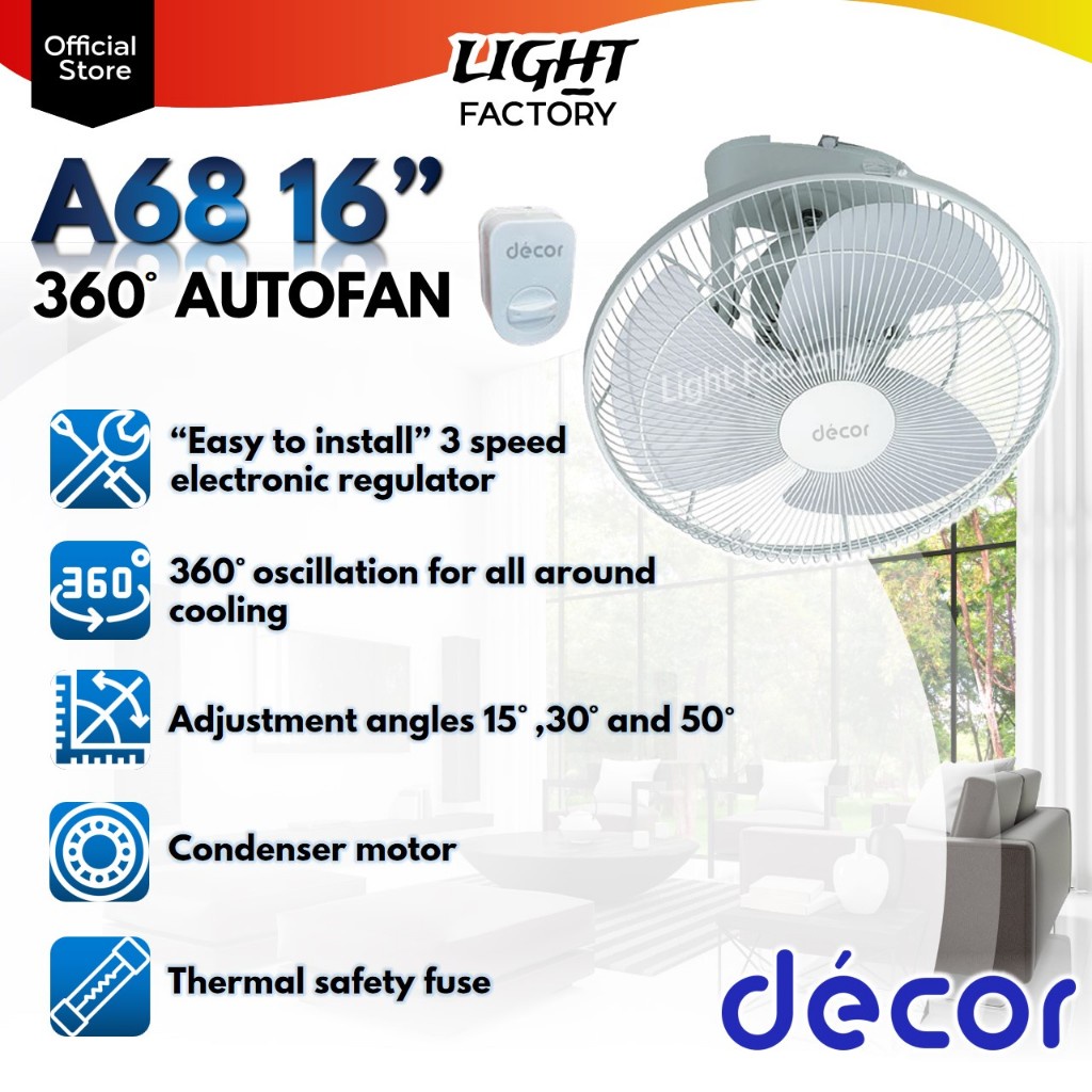 🔥SIRIM🔥KDK KQ409 Regulator Auto Fan KQ-409 16" 5 Speed / DECOR A68 16 ...