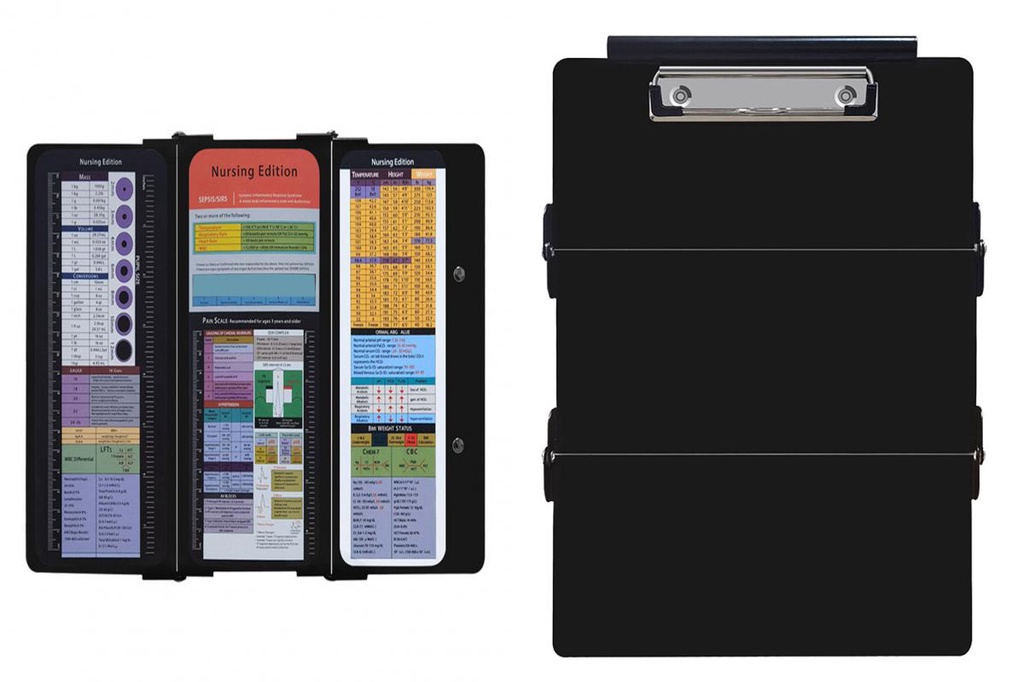 Compact Nurse Reference Tool Tri-fold Nursing Clipboard Portable ...