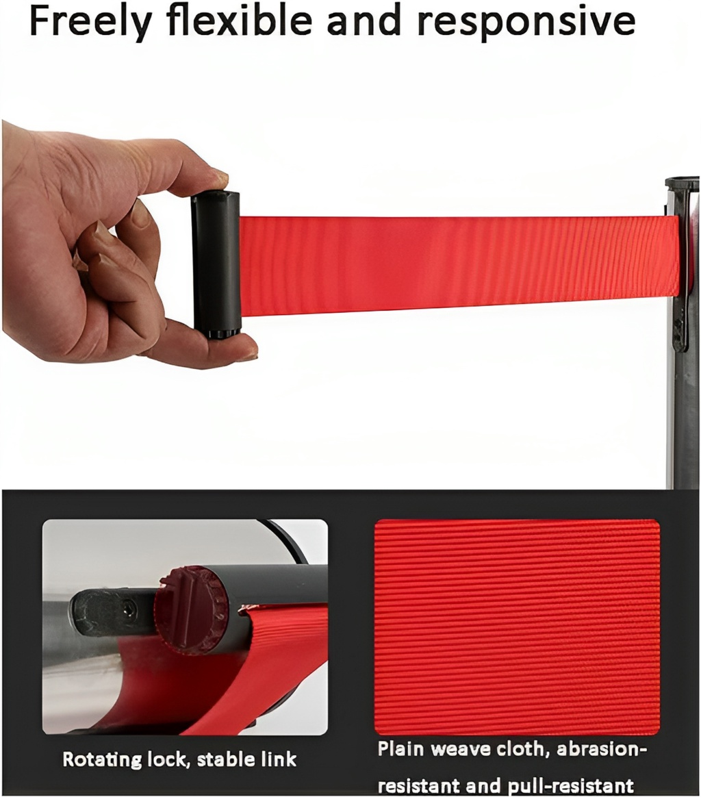 2MALL 2 Meter Heavy Duty Crowd Control Stanchion Post Guardrail Railing ...