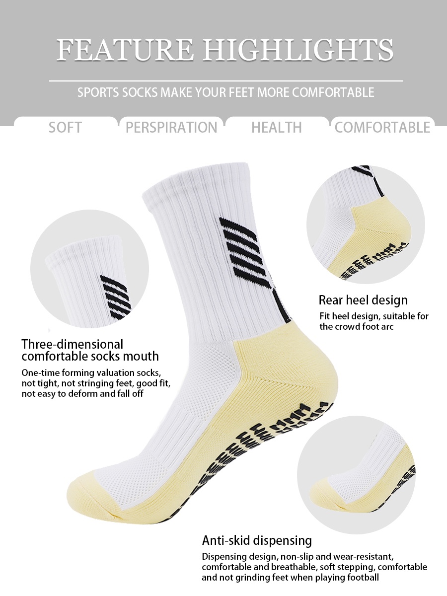 1 Pair New Style Mid-Tube Anti-Slip Dot Glue Football Socks Men ...