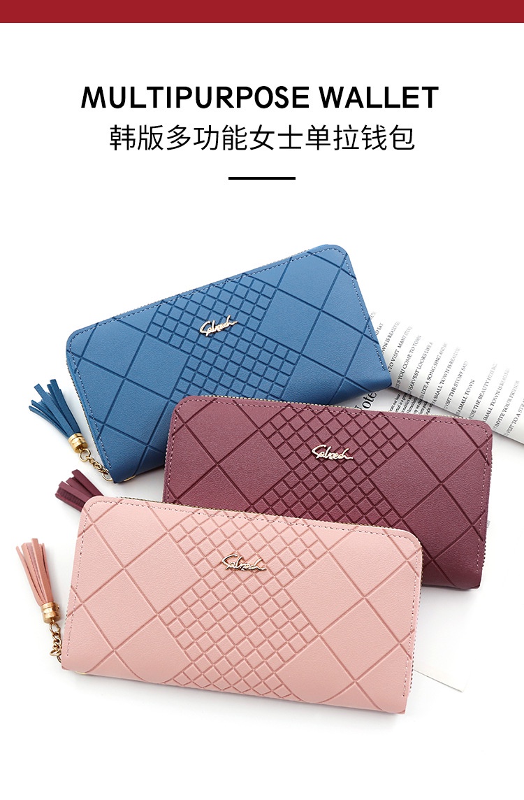 Long Wallet PU Leather Korean Version Ladies Wallet Hand Strap Mobile ...