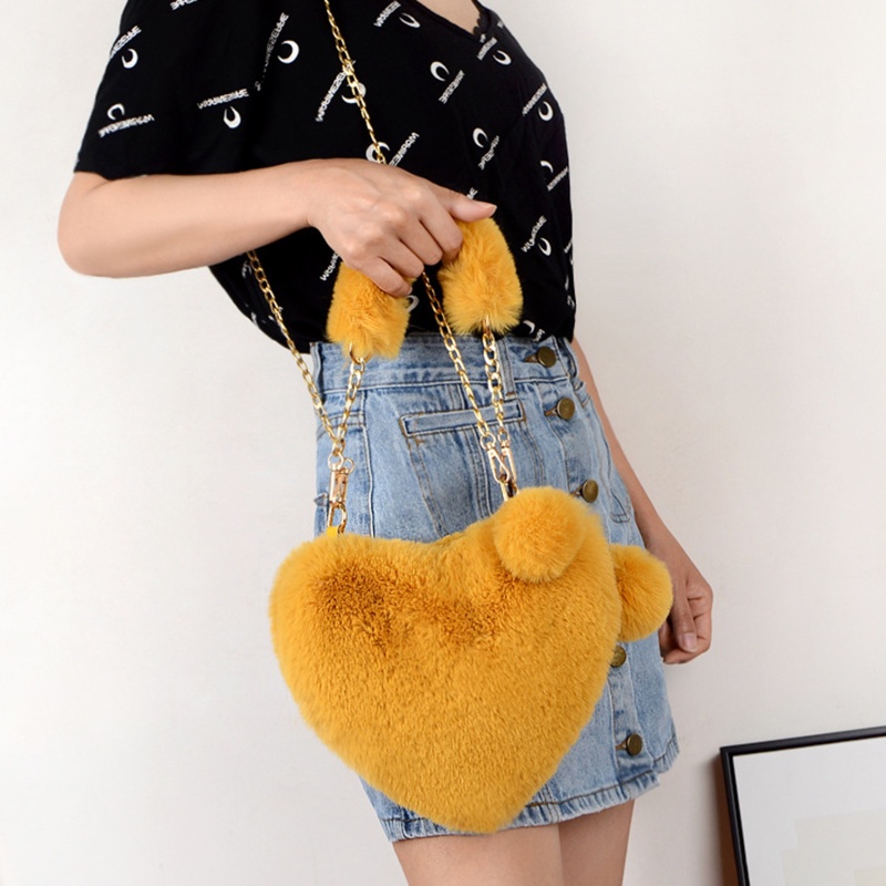 Cute Heart-shaped Shoulder Bag Fashionable Plush Handbag For Autumn And ...