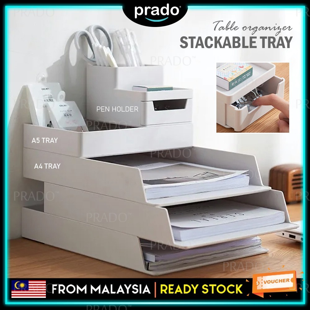 PRADO File Organizer Stackable Document Tray School Office A4/A5 Paper ...