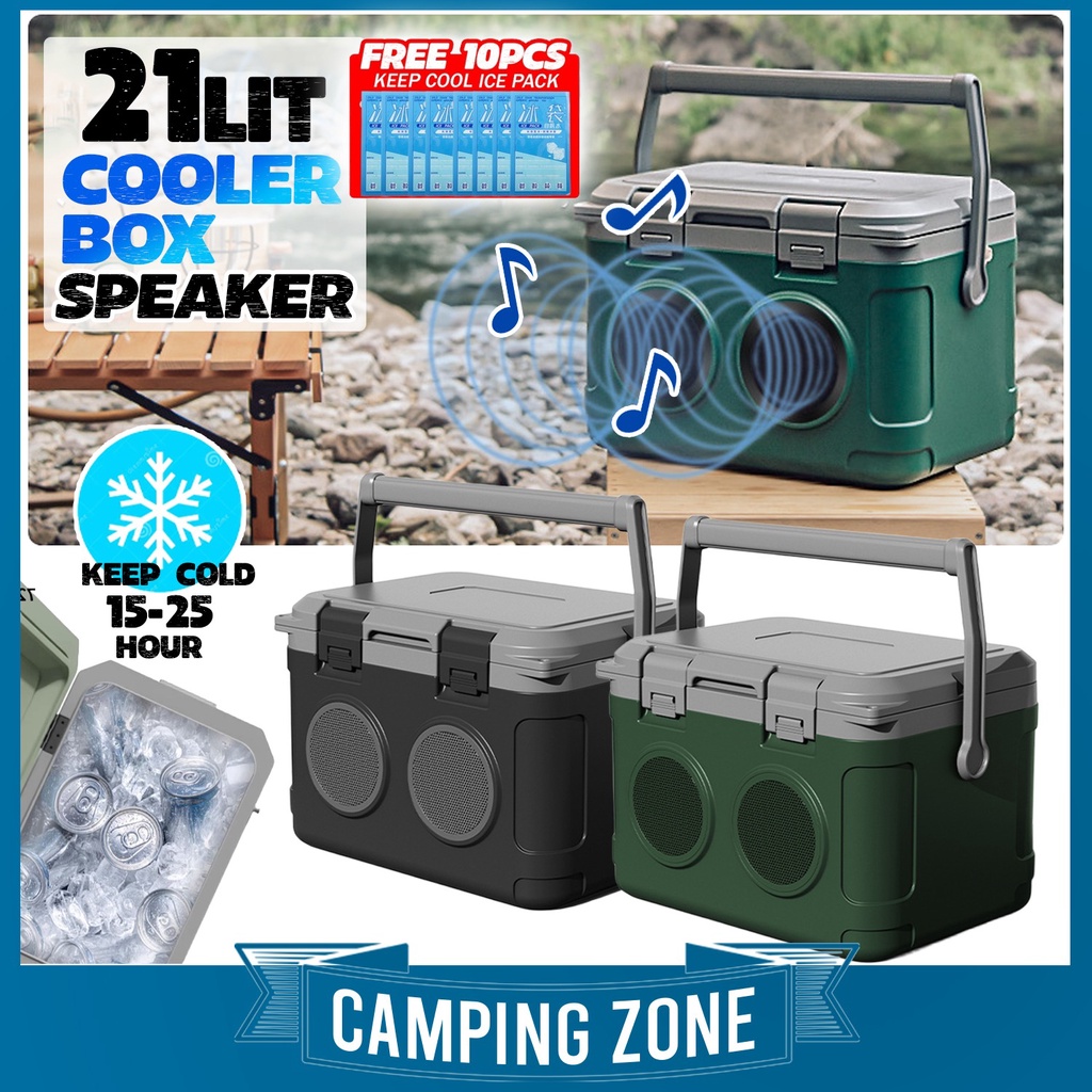 Camping Cooler Box 21L Kotak Ais Batu With Speaker Travel Picnic Ice ...