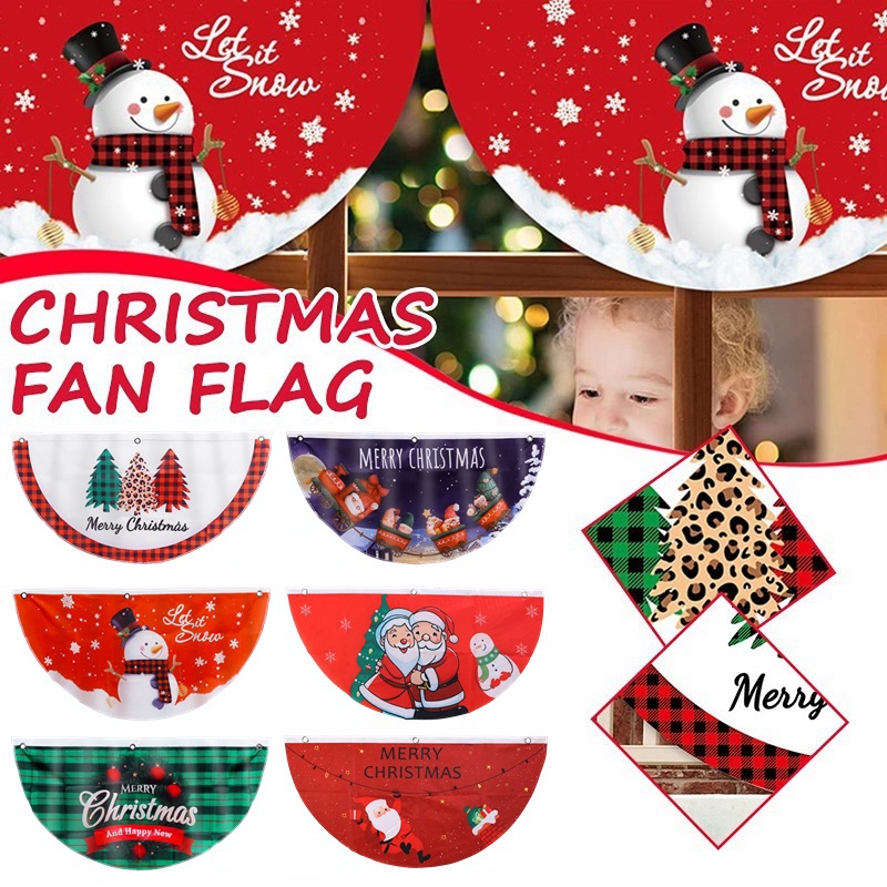 Creative Santa Claus Semicircular Hanging Flag / Christmas Themed Fan ...