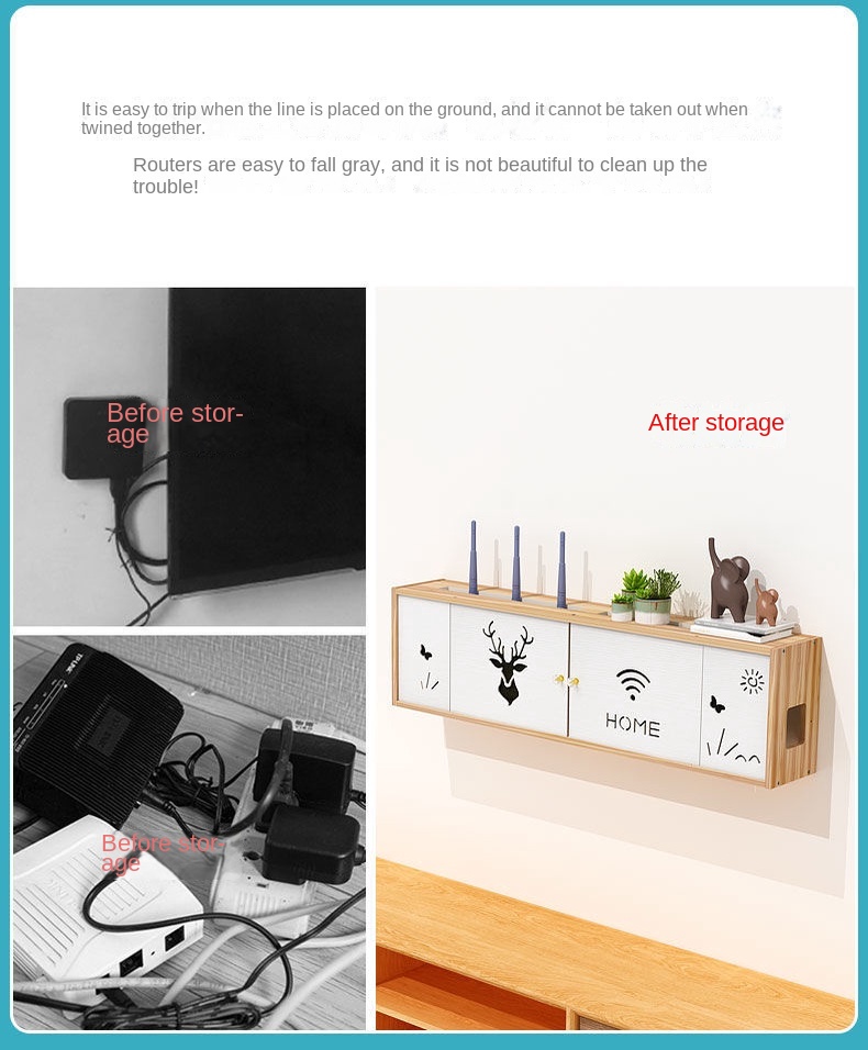 Wifi Storage Box Wall-Mounted Punch-Free Wall-Mounted Optical Modem ...