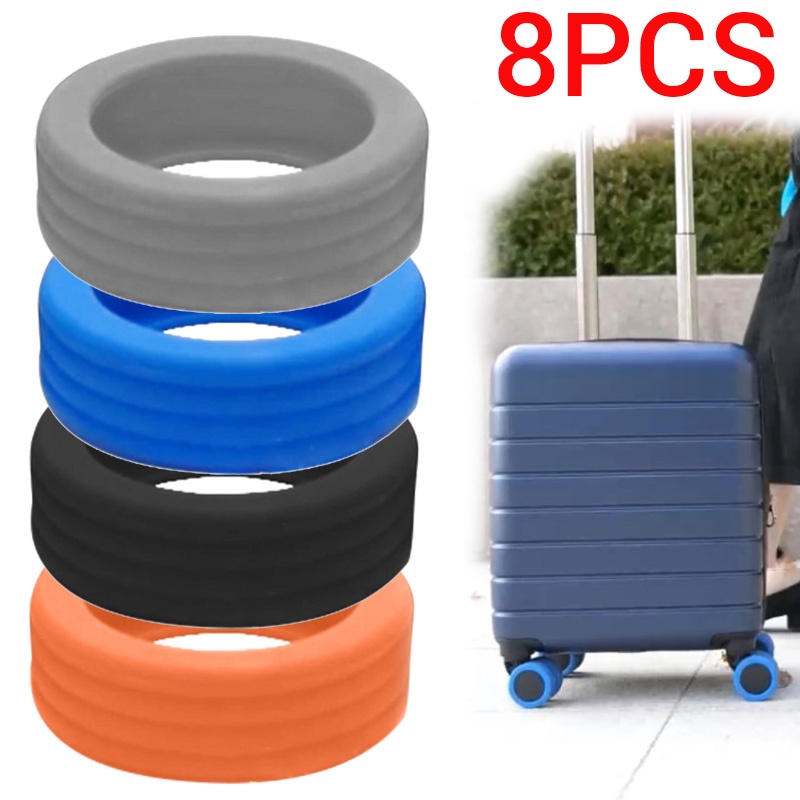 8pcs/set Anti-wear Luggage Wheels Protector Cover Elastic Silicone ...