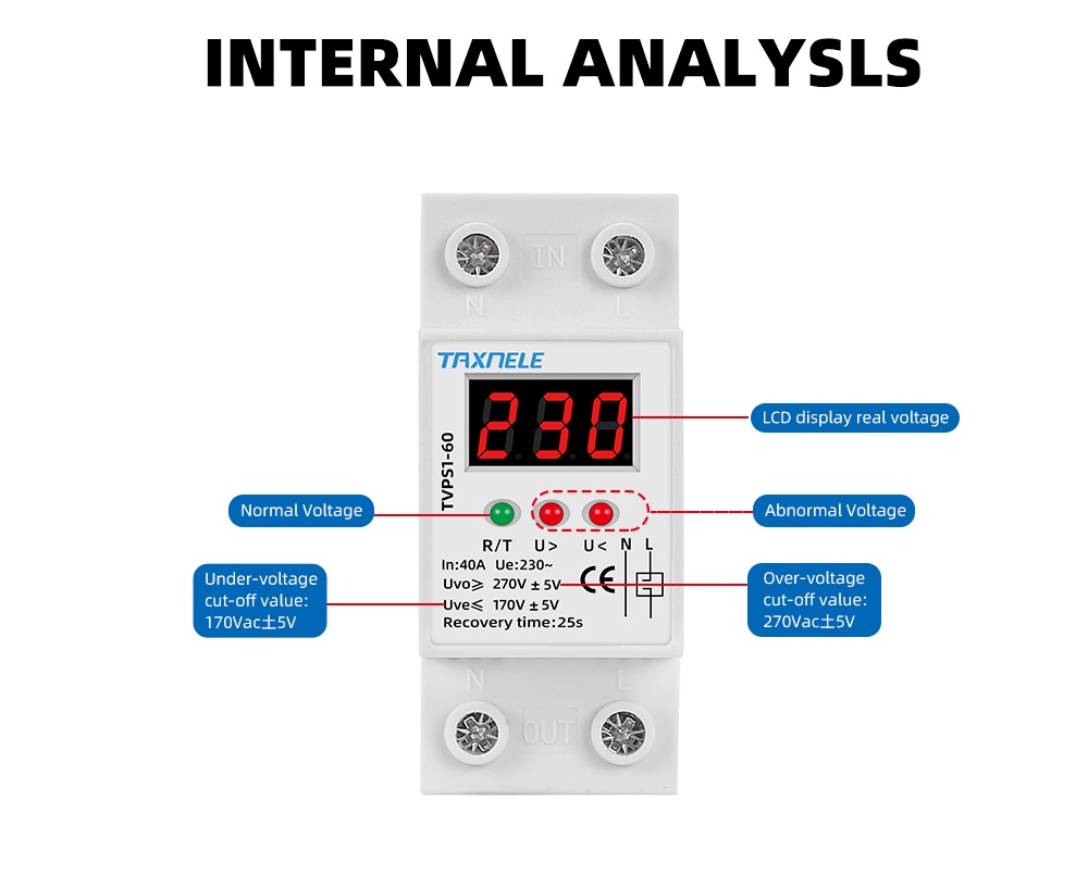 Din Rail Over Voltage and Under Voltage Protective Device Protection ...
