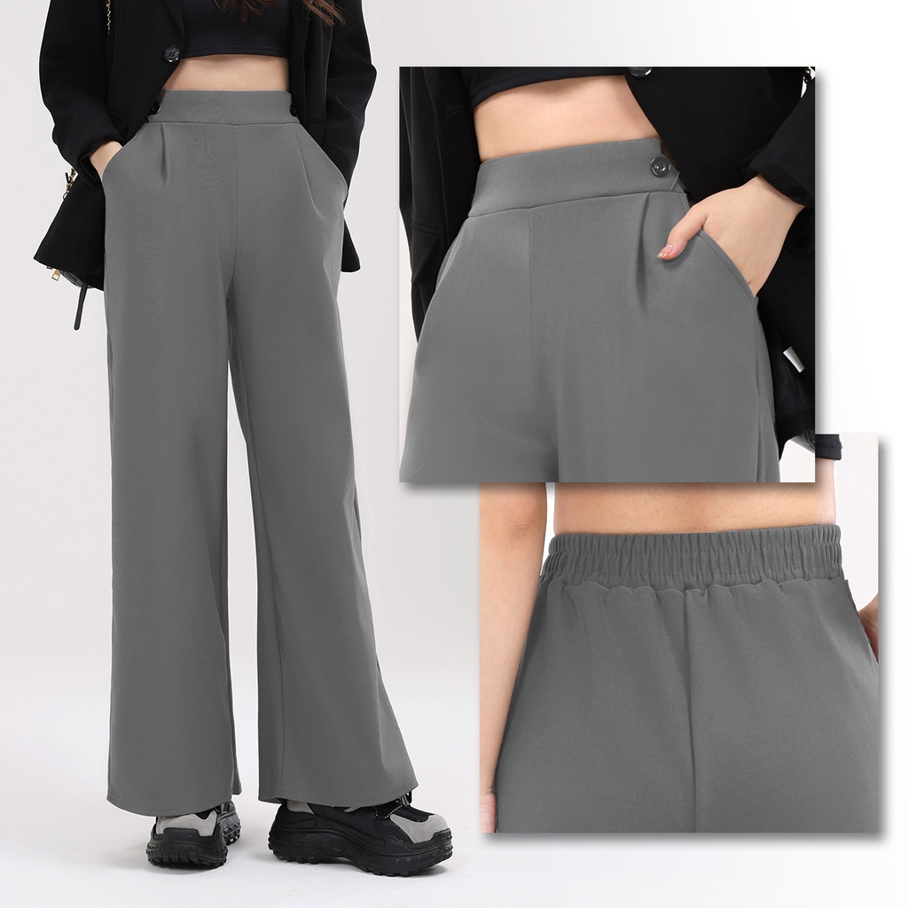 KM Sylvia Women Wide Leg Cotton Bamboo Flare Pallazo [P5366] | Shopee ...