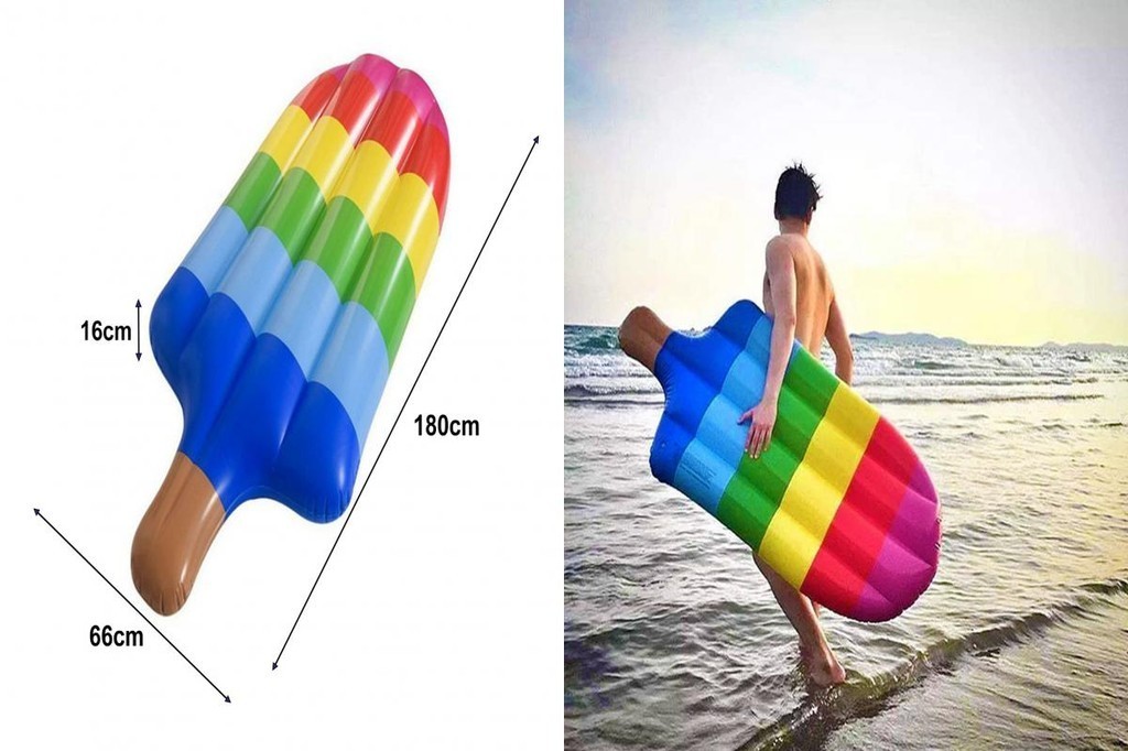 PhoneUse Inflatable Float Row Easy Inflate Deflate Pool Toy Rainbow Ice ...