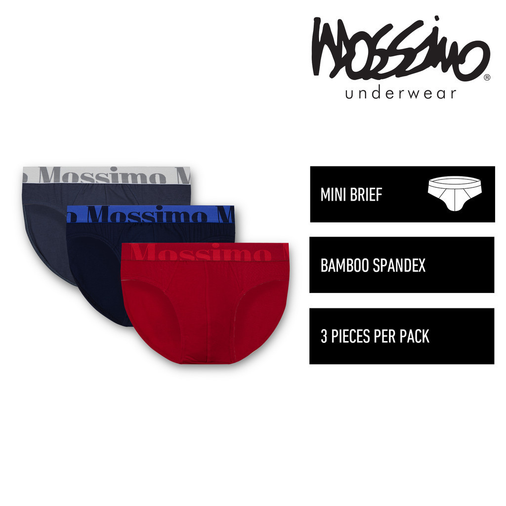 Mossimo Mens Bamboo Spandex Mini Brief Underwear - Assorted Colours (3 ...