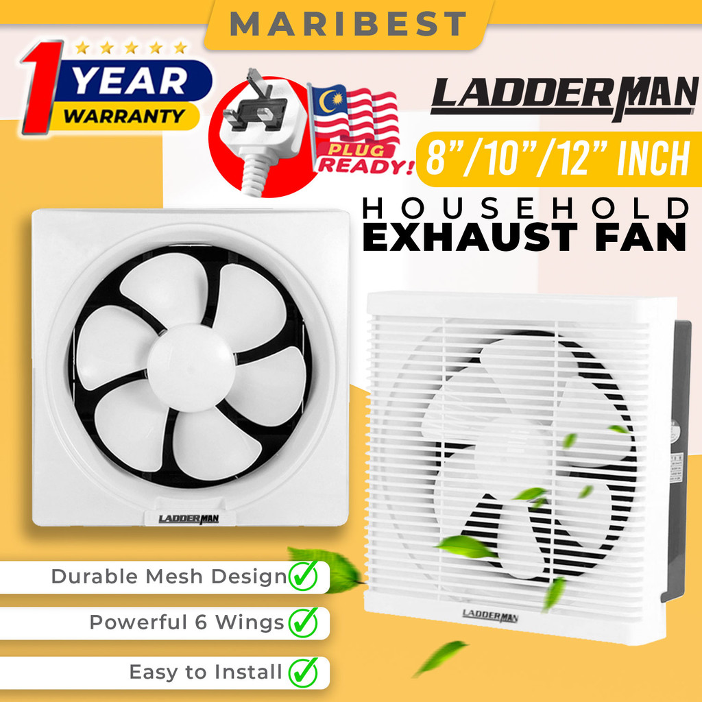 10/12Inch Exhaust Fan With Net Ventilation Fan Wall Kipas Ekzos Fan ...
