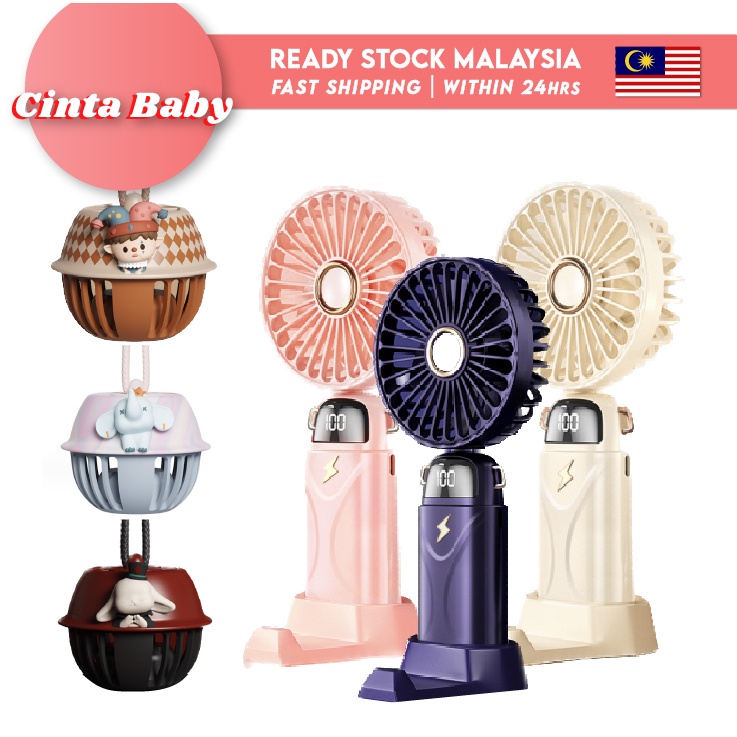 Handheld Small Fan USB Rechargeable Desk Fan & Necklace Hanging Fan ...